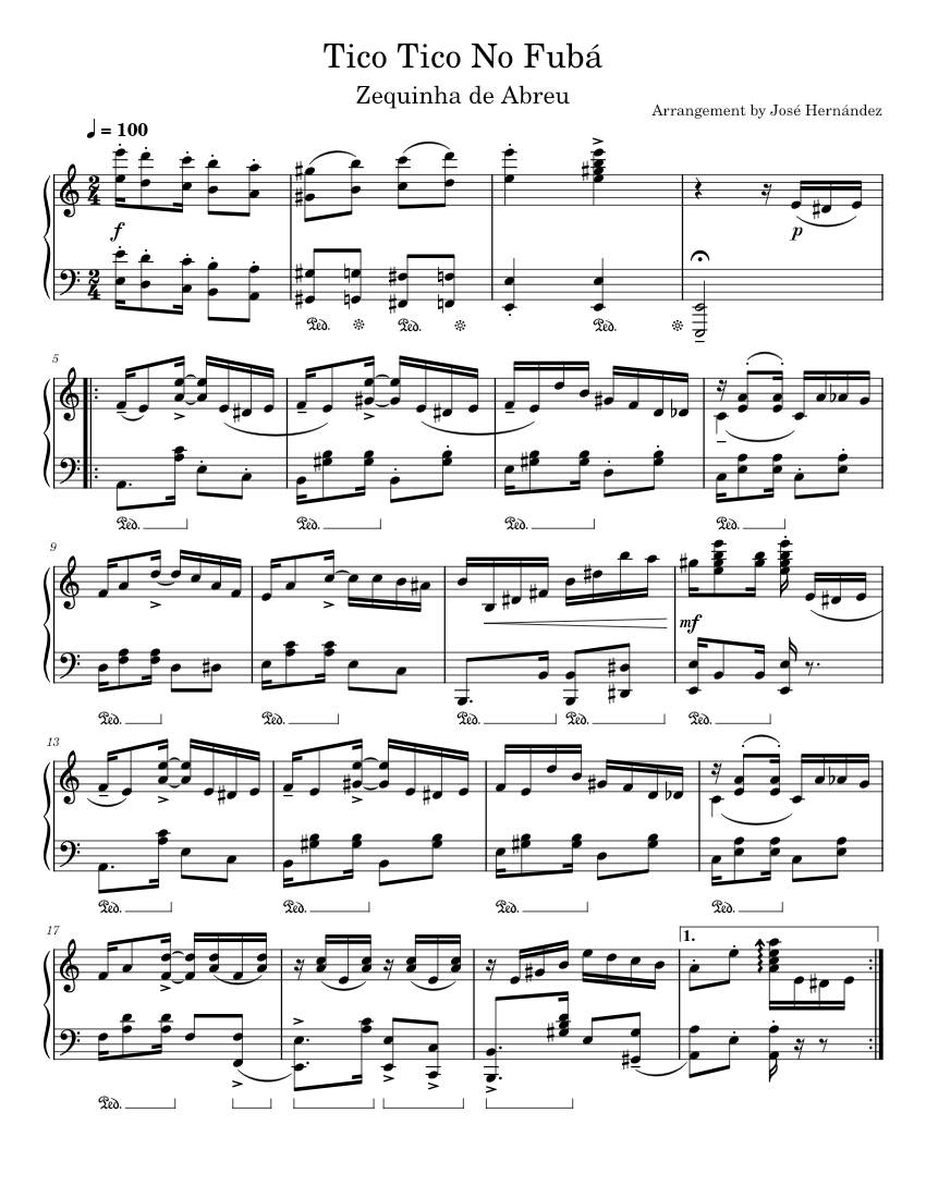 Tico-Tico No Fubá – Zequinha De Abreu Sheet Music for Piano (Solo ...
