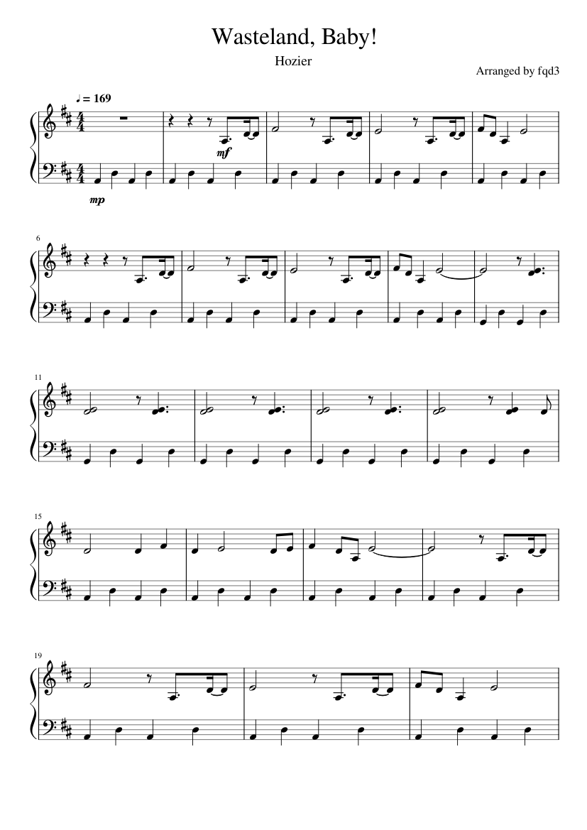 Wasteland, Baby! - Hozier Sheet music for Piano (Solo) Easy | Musescore.com