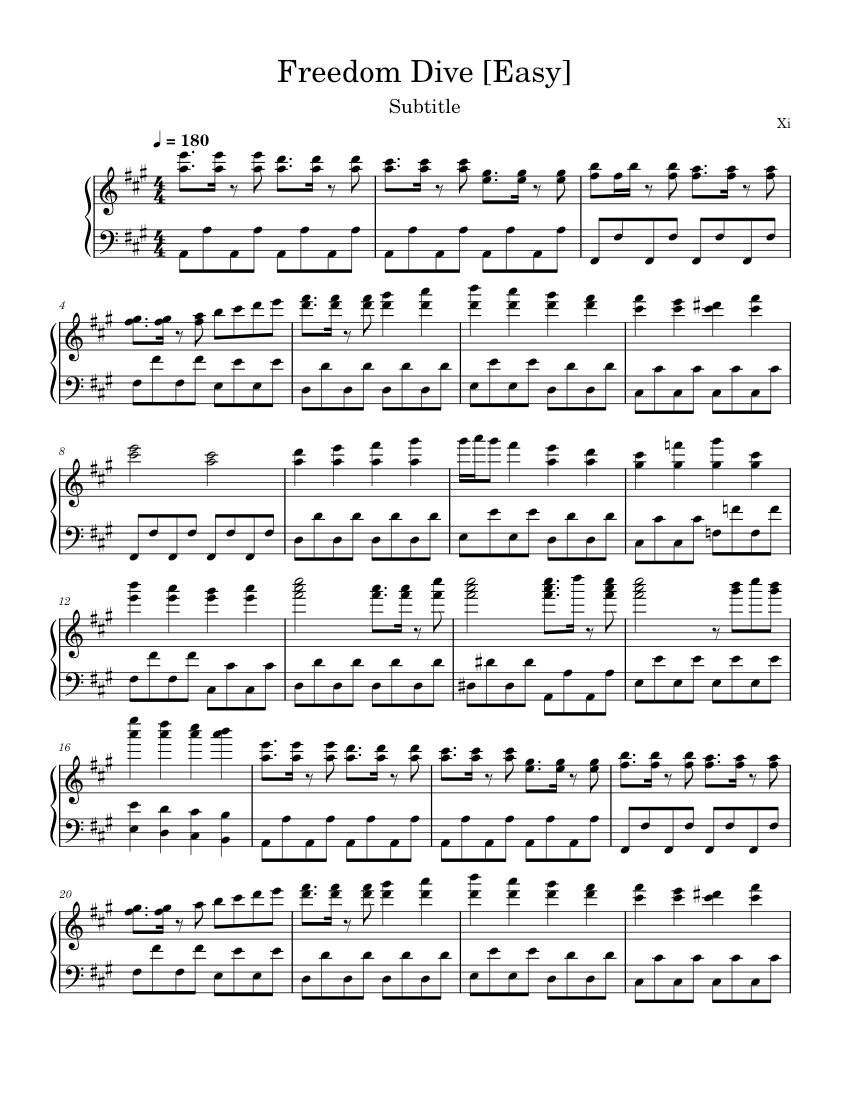 Freedom dive – xi (Japan) Freedom dive [Easy] – xi (Japan) Sheet music ...