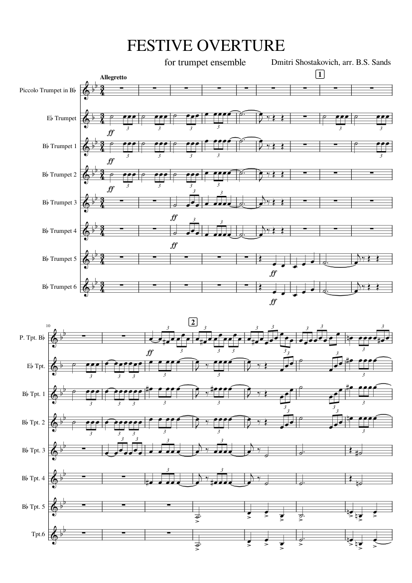 FESTIVE OVERTURE Sheet Music for Trumpet other (Brass Ensemble) | MuseScore.com