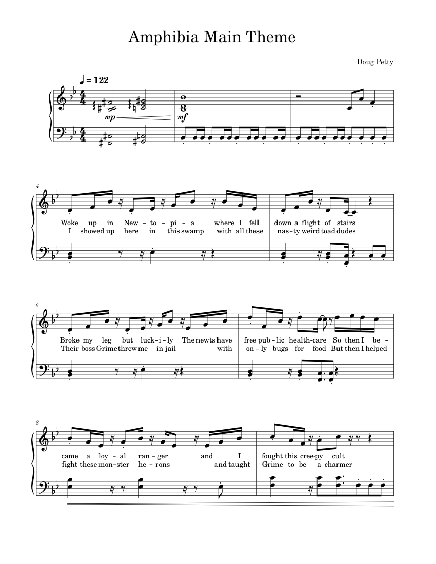 Amphibia Opening Theme – Doug Petty Sheet music for Piano (Solo ...
