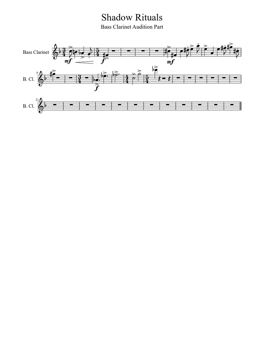 Shadow Rituals Sheet music for Clarinet (Bass) (Solo) | Download and ...
