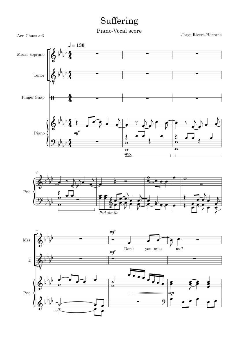 Suffering – Jorge Rivera-Herrans Sheet Music for Piano, Drum group ...