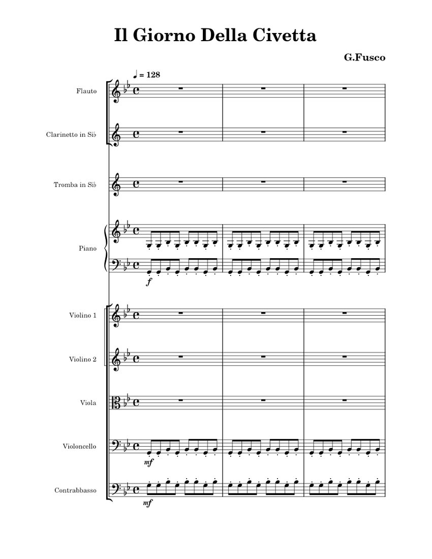 Il Giorno Della Civetta-Giovanni Fusco Sheet music for Piano, Flute ...