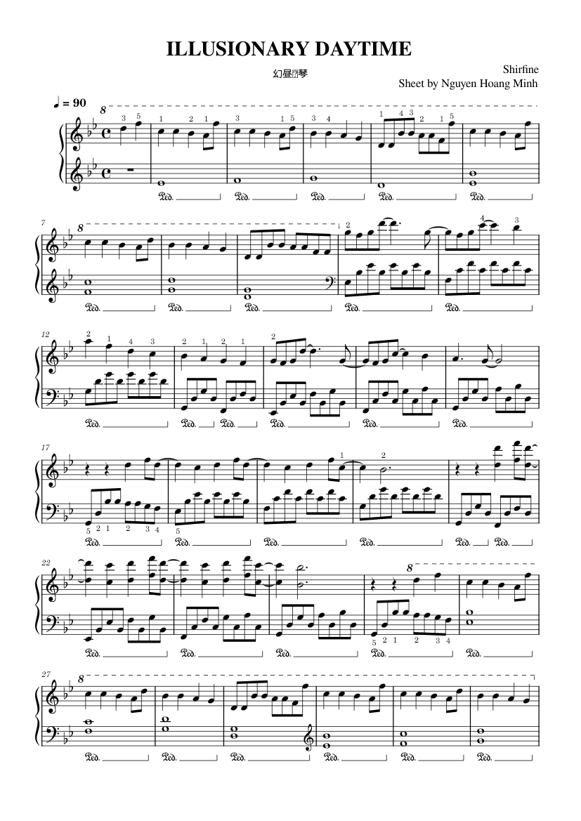 Illusionary Daytime – Shirfine Sheet Music for Piano (Solo) easy ...