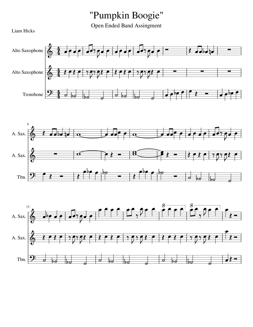 Pumpkin Boogie Sheet music for Trombone, Saxophone alto (Mixed Trio ...