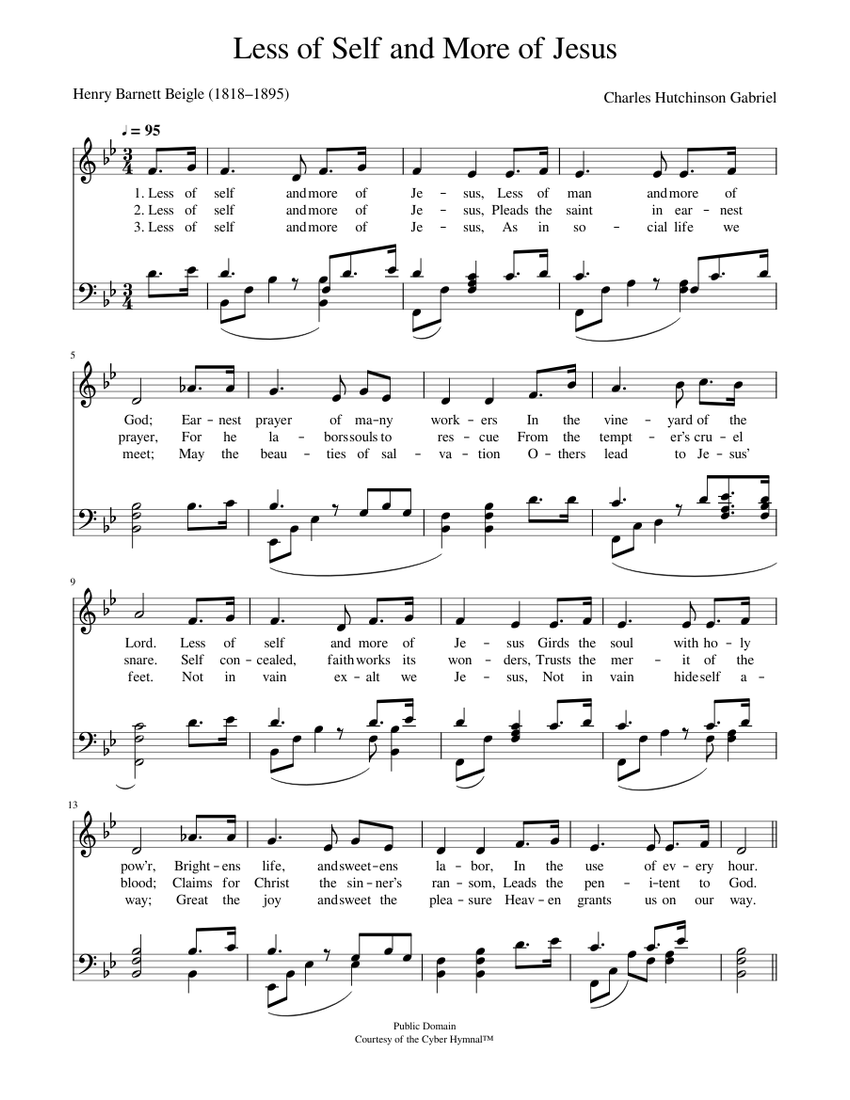 Less of self and more of jesus - Charles H. Gabriel Sheet music for ...