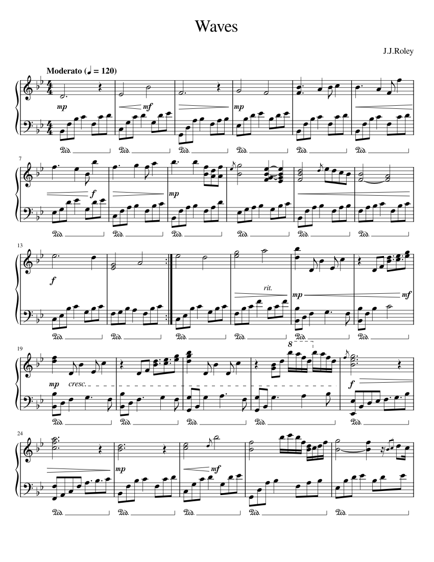 Waves Sheet music for Piano (Solo) | Download and print in PDF or MIDI ...