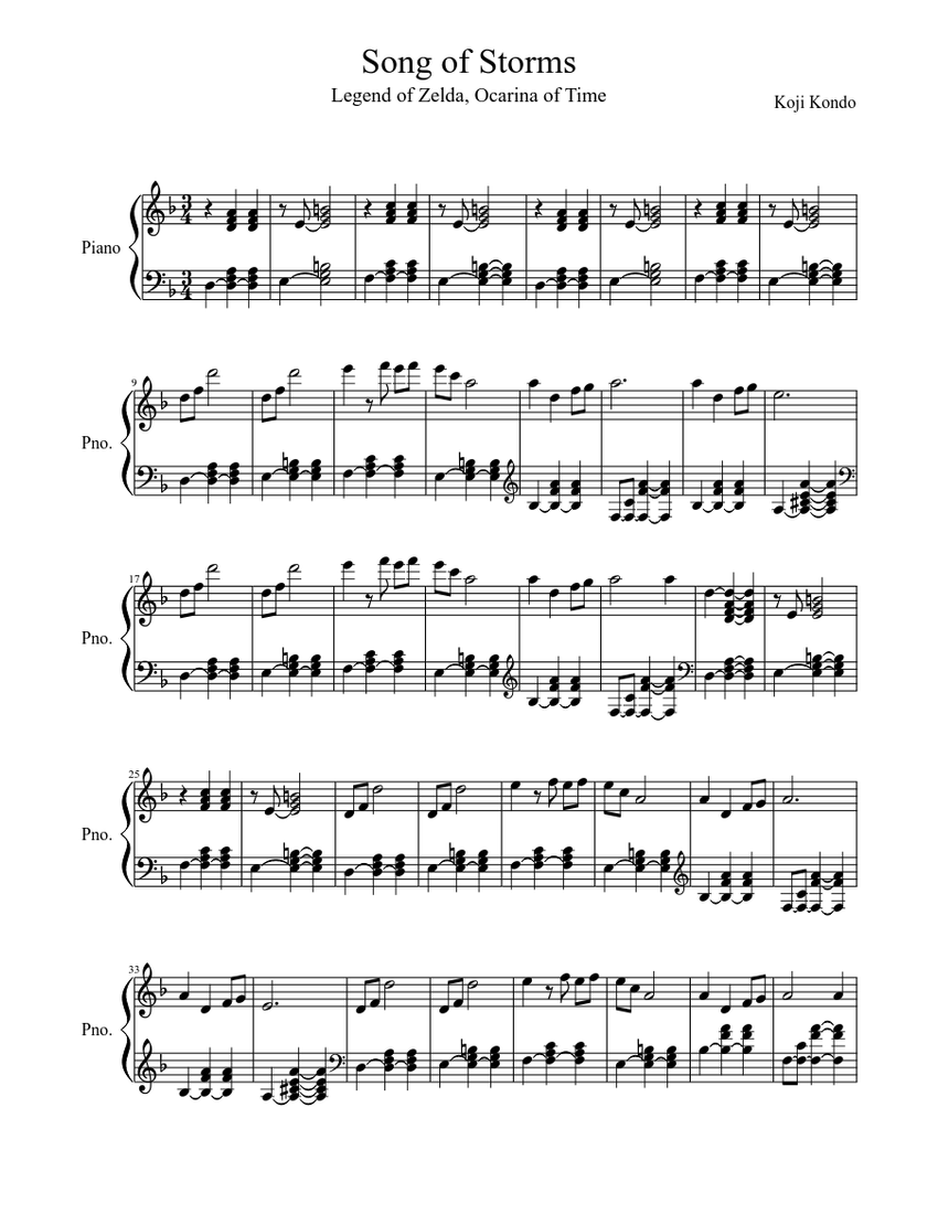 Song of Storms Sheet music for Piano (Solo) | Musescore.com