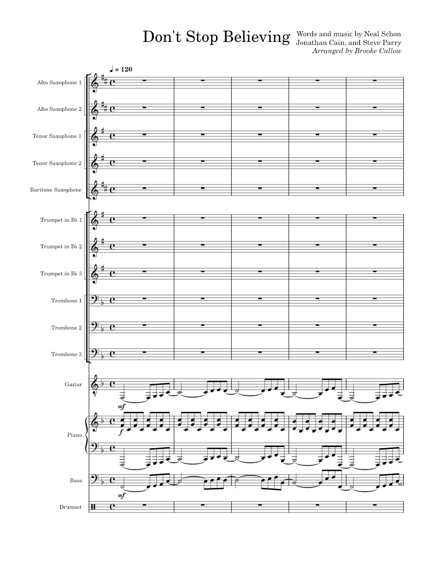 Don't Stop Believing Sheet music for Piano, Trombone, Saxophone alto, Saxophone tenor & more ...