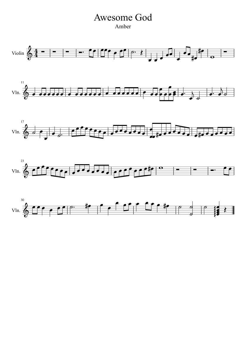 Awesome God Violin