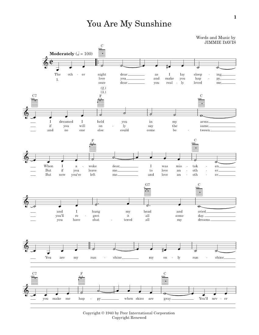 Play Official version of You Are My Sunshine [Classical version] (arr. Phillip Keveren) sheet ...