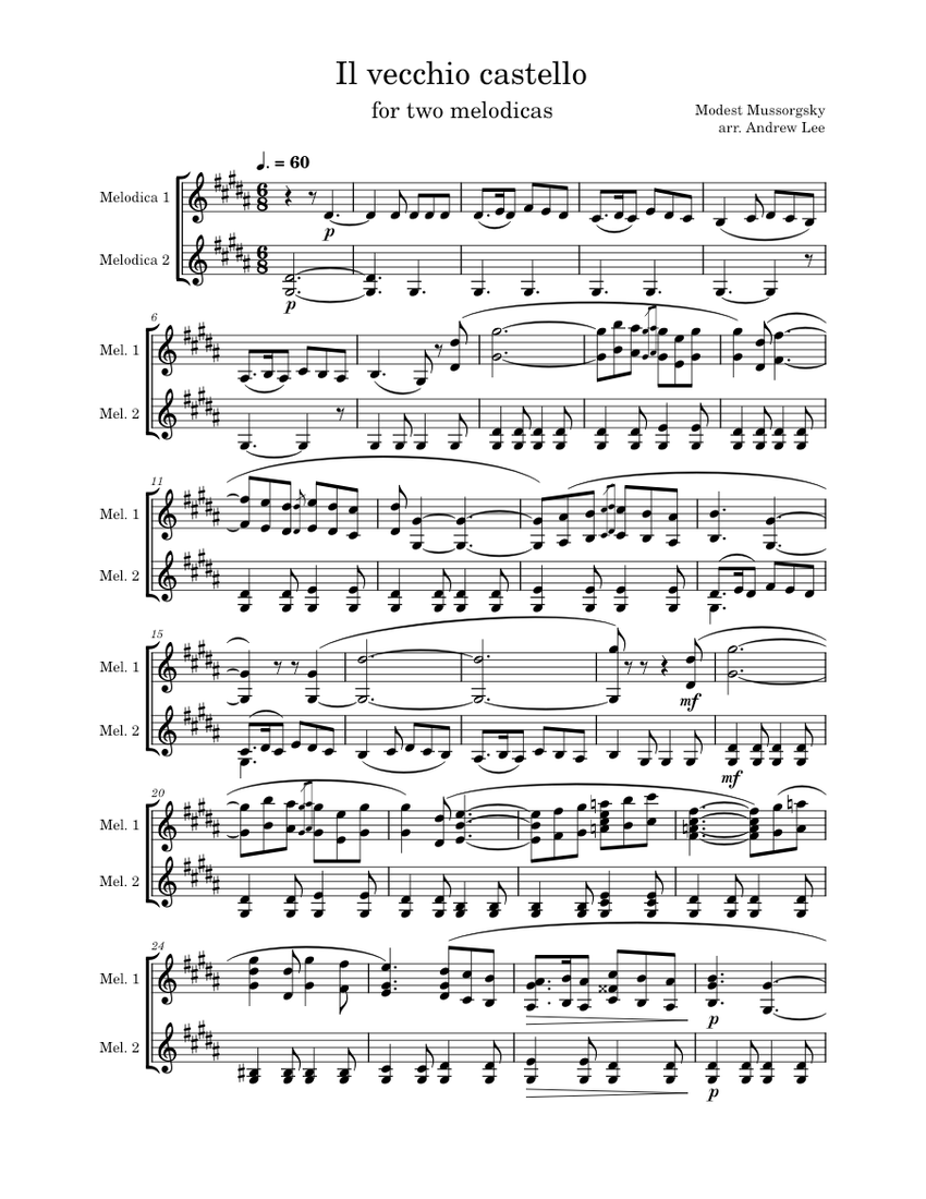 [2Melodica Arr.] Il vecchio castello – Modest Mussorgsky Sheet music ...