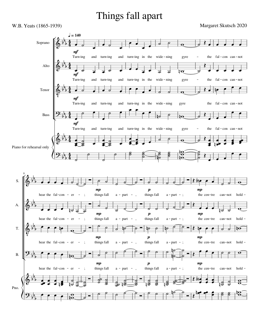 Things fall apart -Margaret Skutsch Sheet music for Piano, Soprano ...