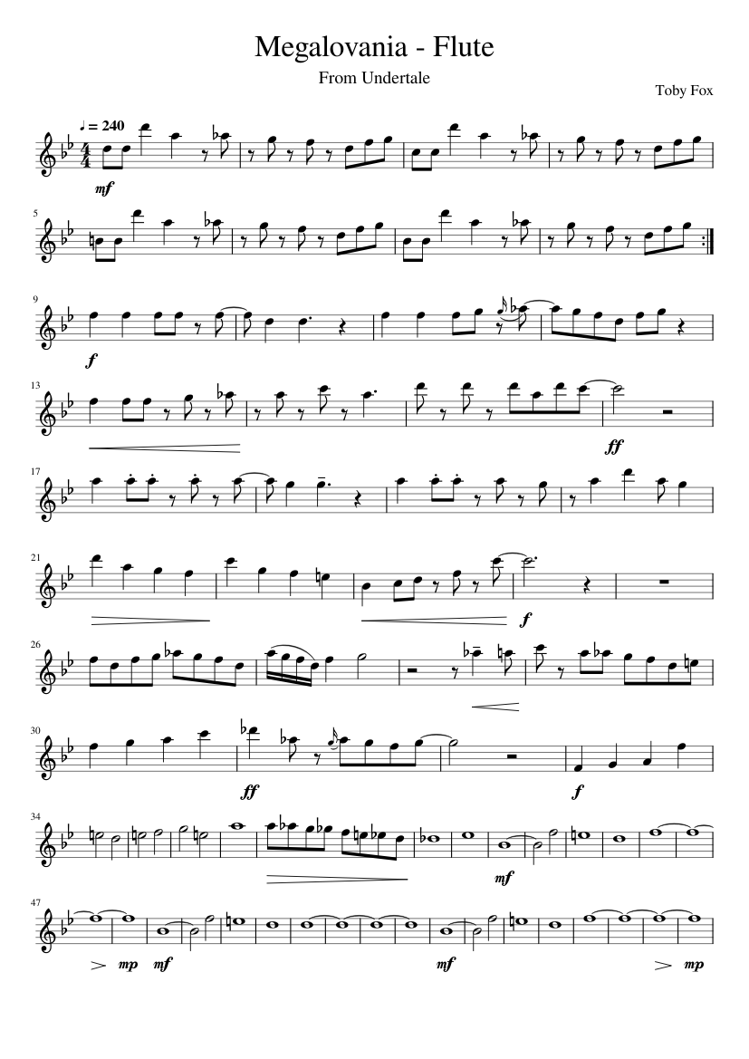 Megalovania_Flute Sheet music for Flute (Solo) | Musescore.com
