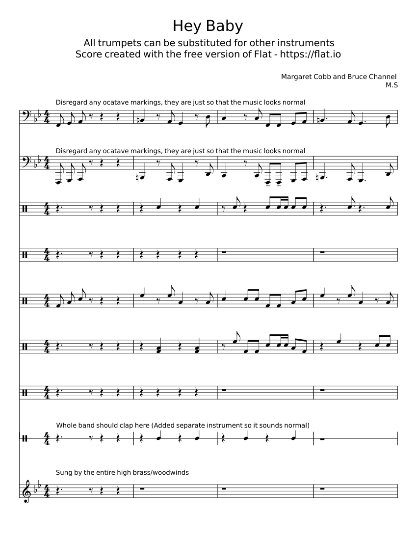 Hey Baby Sheet music for Piano, Drum group (Mixed Ensemble) | Musescore.com