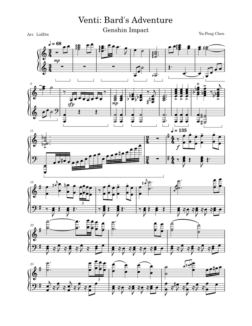 Bard's Adventure – Yu-Peng Chen Sheet music for Piano (Solo ...