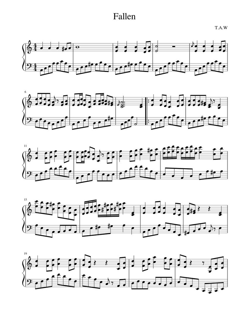 Fallen Sheet music for Piano (Solo) | Musescore.com