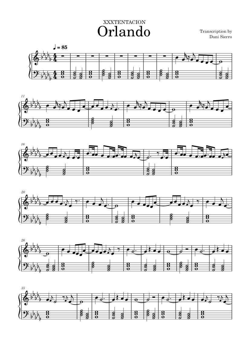 Orlando – XXXTENTACION Sheet Music for Piano (Solo) easy | MuseScore.com