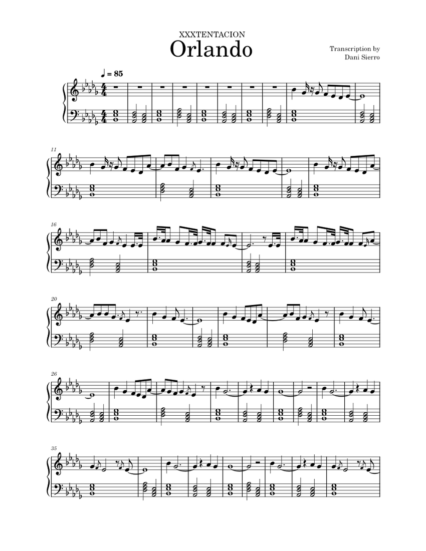 Orlando – XXXTENTACION Sheet music for Piano (Solo) Easy | Musescore.com
