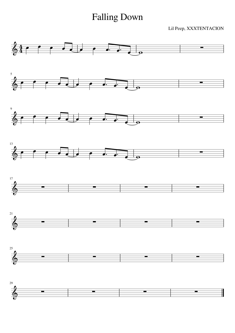 Falling Down Sheet Music for Piano (Solo) easy | MuseScore.com