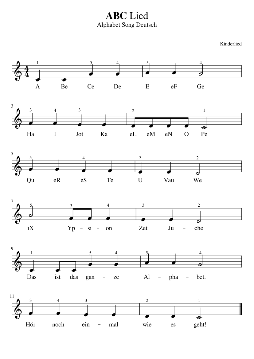 ABC Lied (Alphabet Deutsch) Sheet music for Piano (Solo) Easy ...