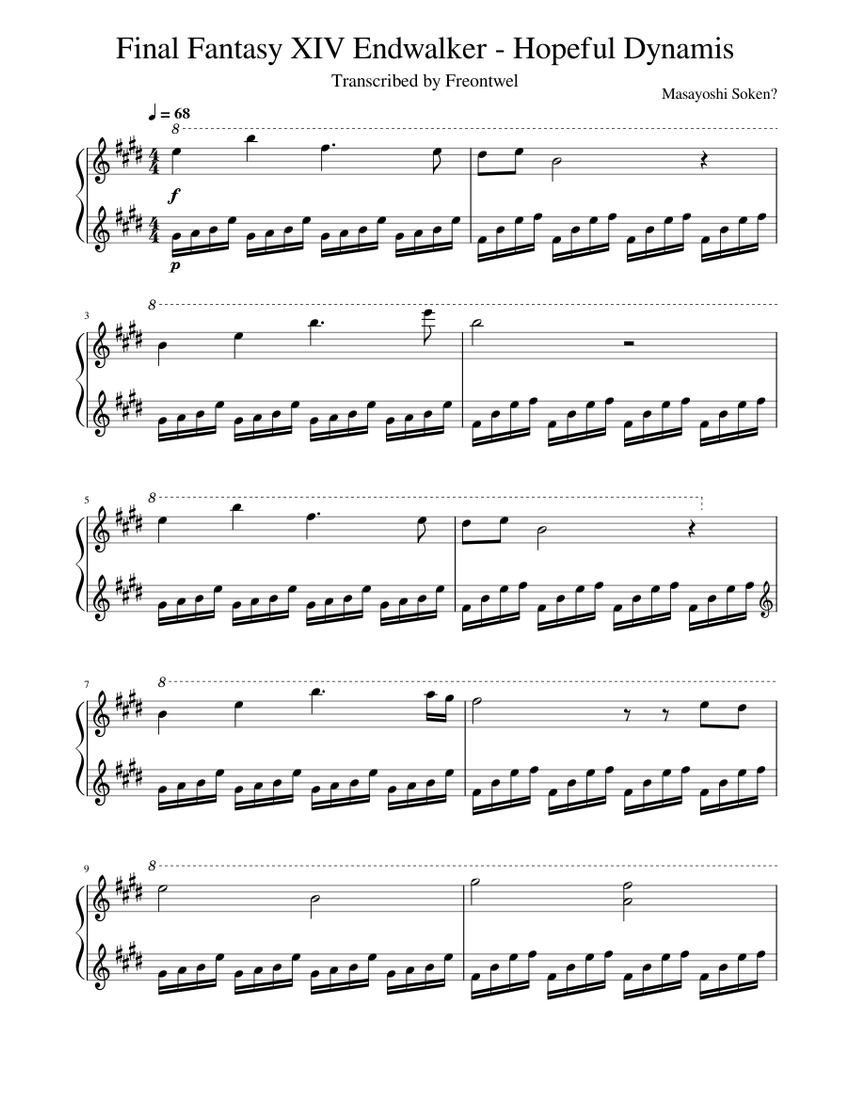 Final Fantasy XIV Endwalker - Hopeful Dynamis Sheet music for Piano ...