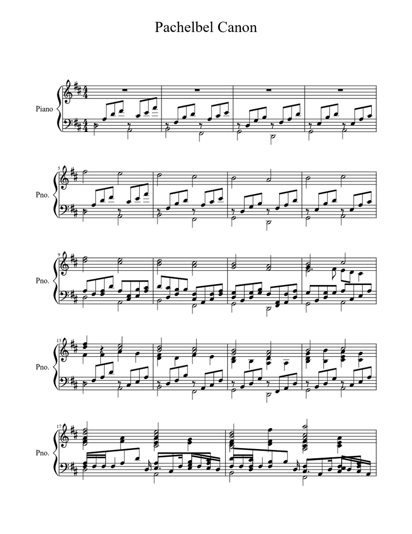 Pachelbel Canon Sheet music for Piano (Solo) | Musescore.com