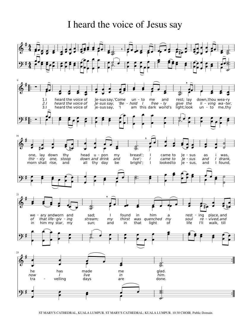 I heard the voice of Jesus say Sheet music for Piano (Church Choir ...