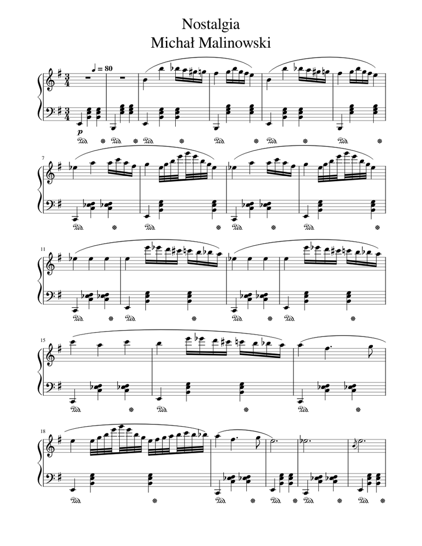 Nostalgia Sheet music for Piano (Solo) | Musescore.com