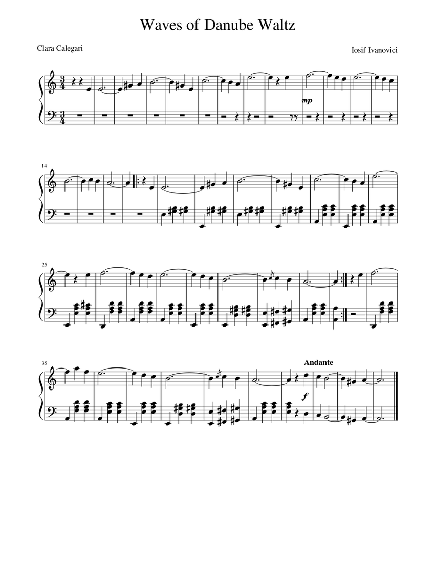 Waves of Danube Waltz Sheet music for Piano (Solo) | Musescore.com