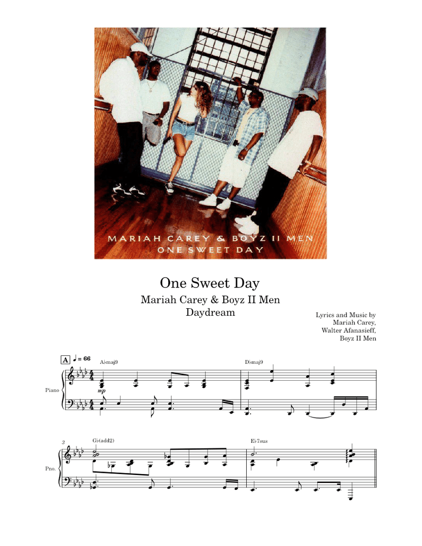 One Sweet Day – Mariah Carey Sheet music for Piano, Vocals (Piano-Voice ...