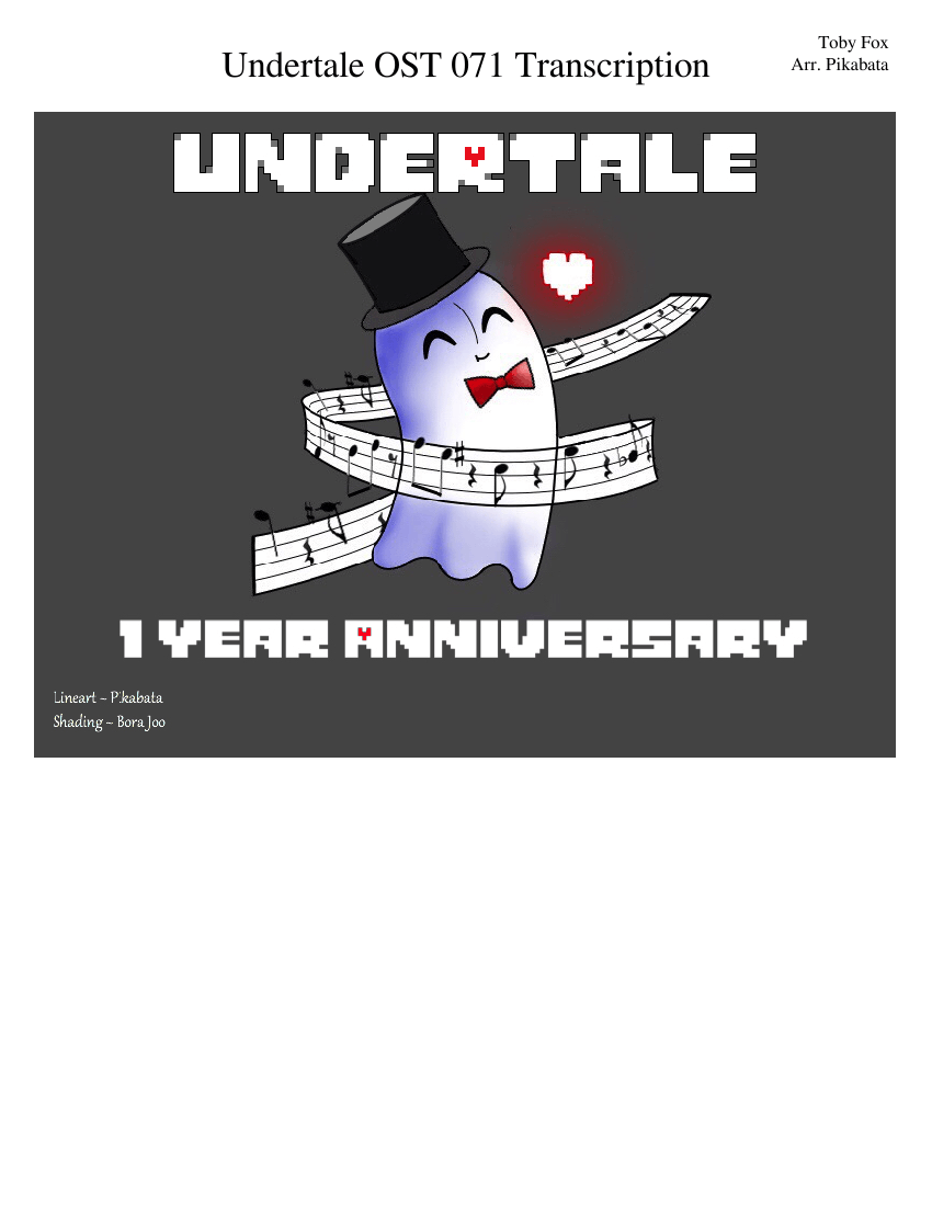 Undertale OST 071 (Transcription) | ONE YEAR ANNIVERSARY Sheet music for Piano, Tambourine ...