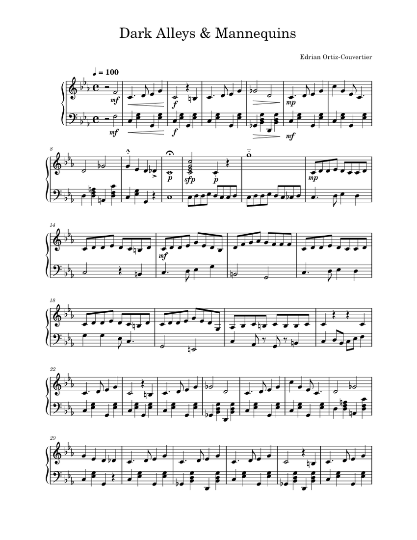 Dark Alleys & Mannequins Sheet music for Piano (Solo) Easy | Musescore.com