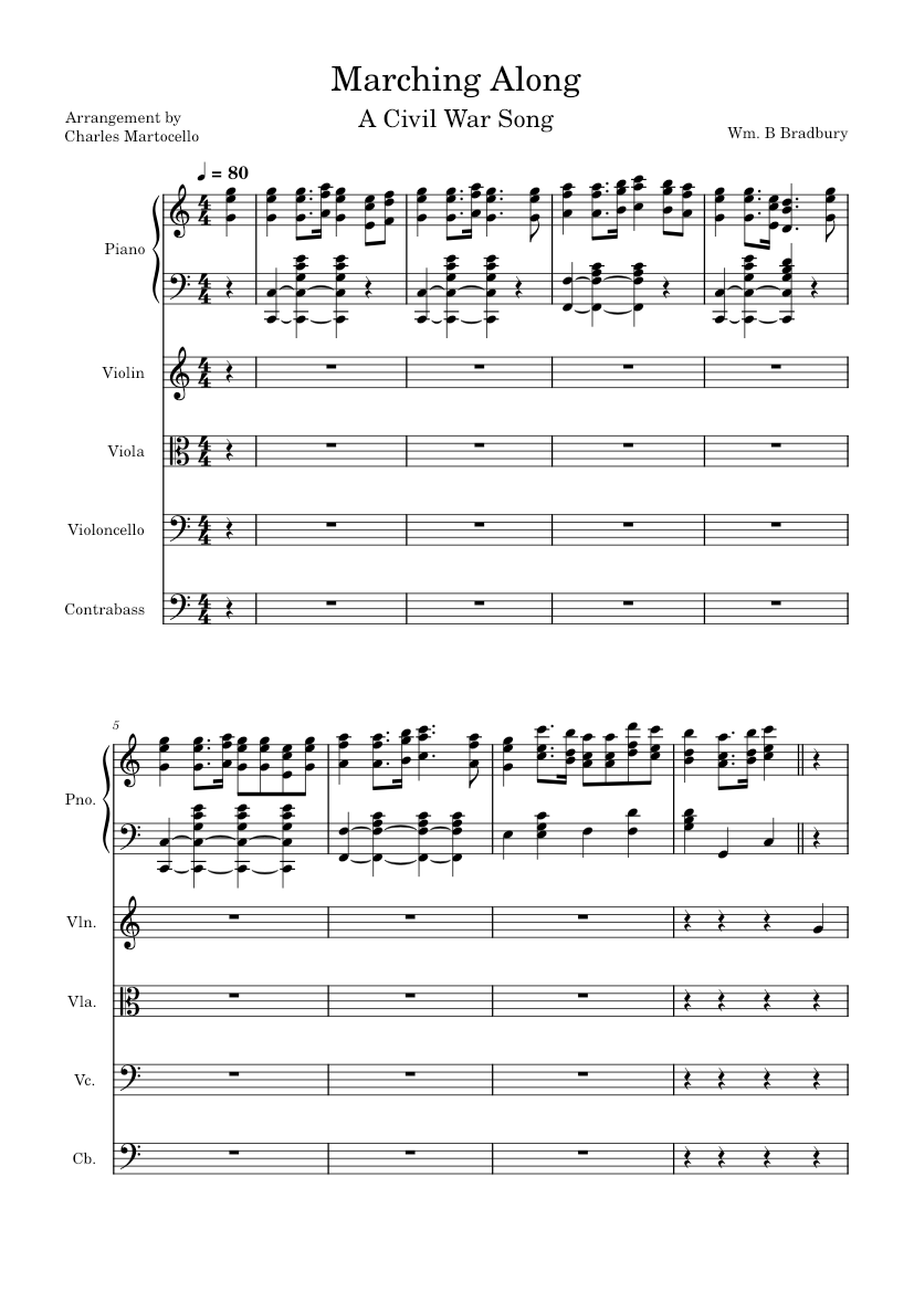 Marching along – William B. Bradbury Sheet Music for Piano, Violin ...