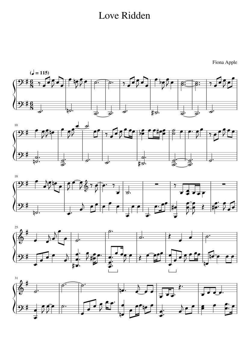 Love ridden – Fiona Apple Sheet Music for Piano (Solo) | MuseScore.com