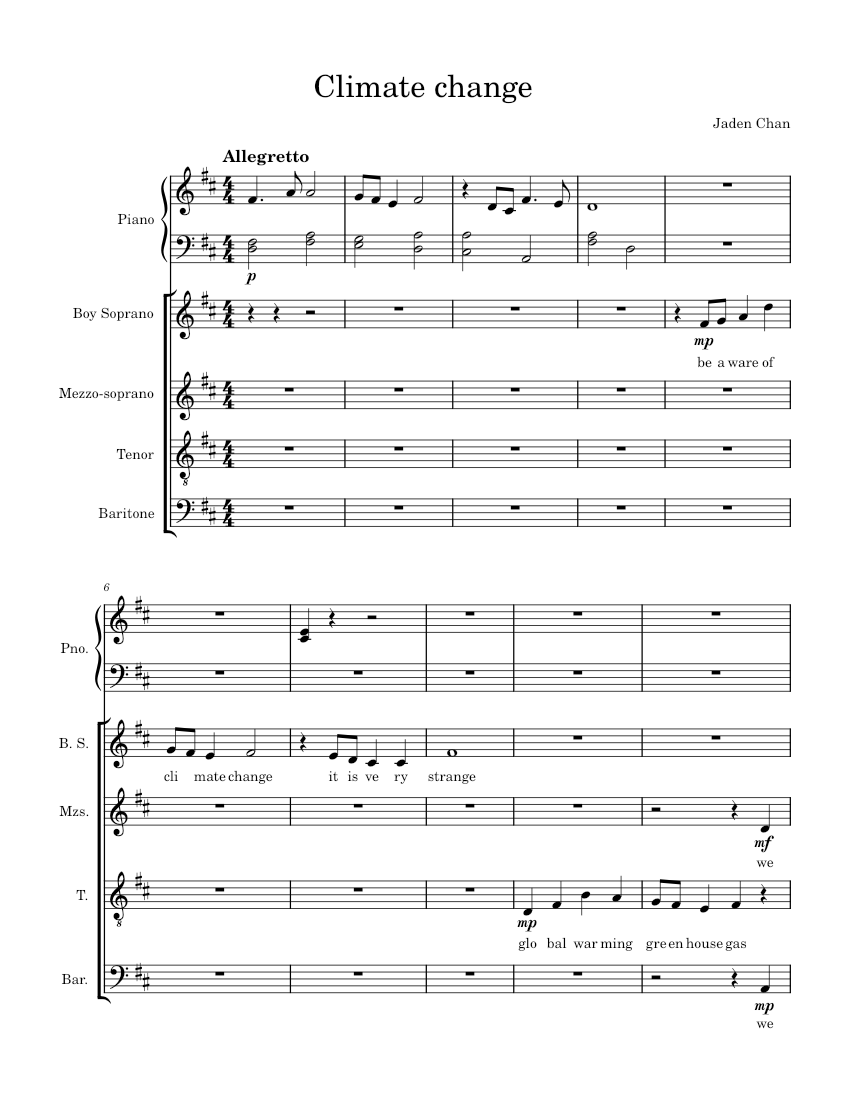 Climate change Sheet music for Piano, Synthesizer (Mixed Quintet ...