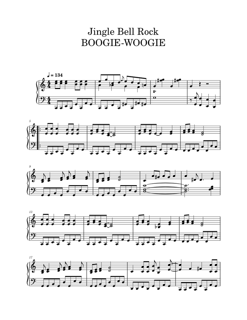 Jingle Bell Rock – Bobby Helms (Jingle Bell Rock BOOGIE-WOOGIE) Sheet ...