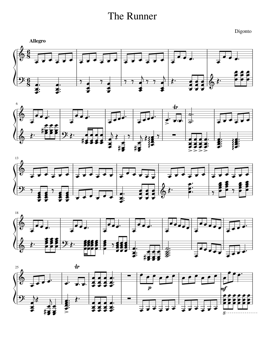 The Runner Sheet music for Piano (Solo) | Musescore.com