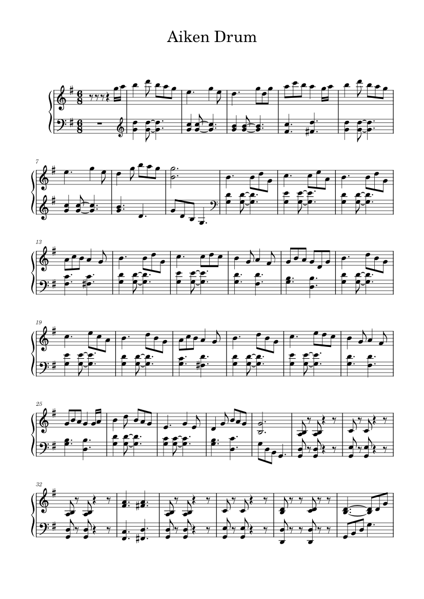 Aiken Drum Sheet music for Piano (Solo) | Musescore.com