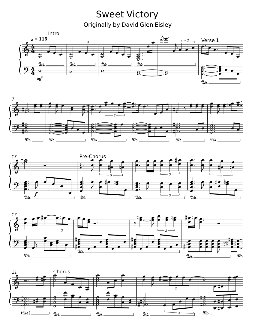 Sweet victory - David Glen Eisley Sheet Music for Piano (Solo ...