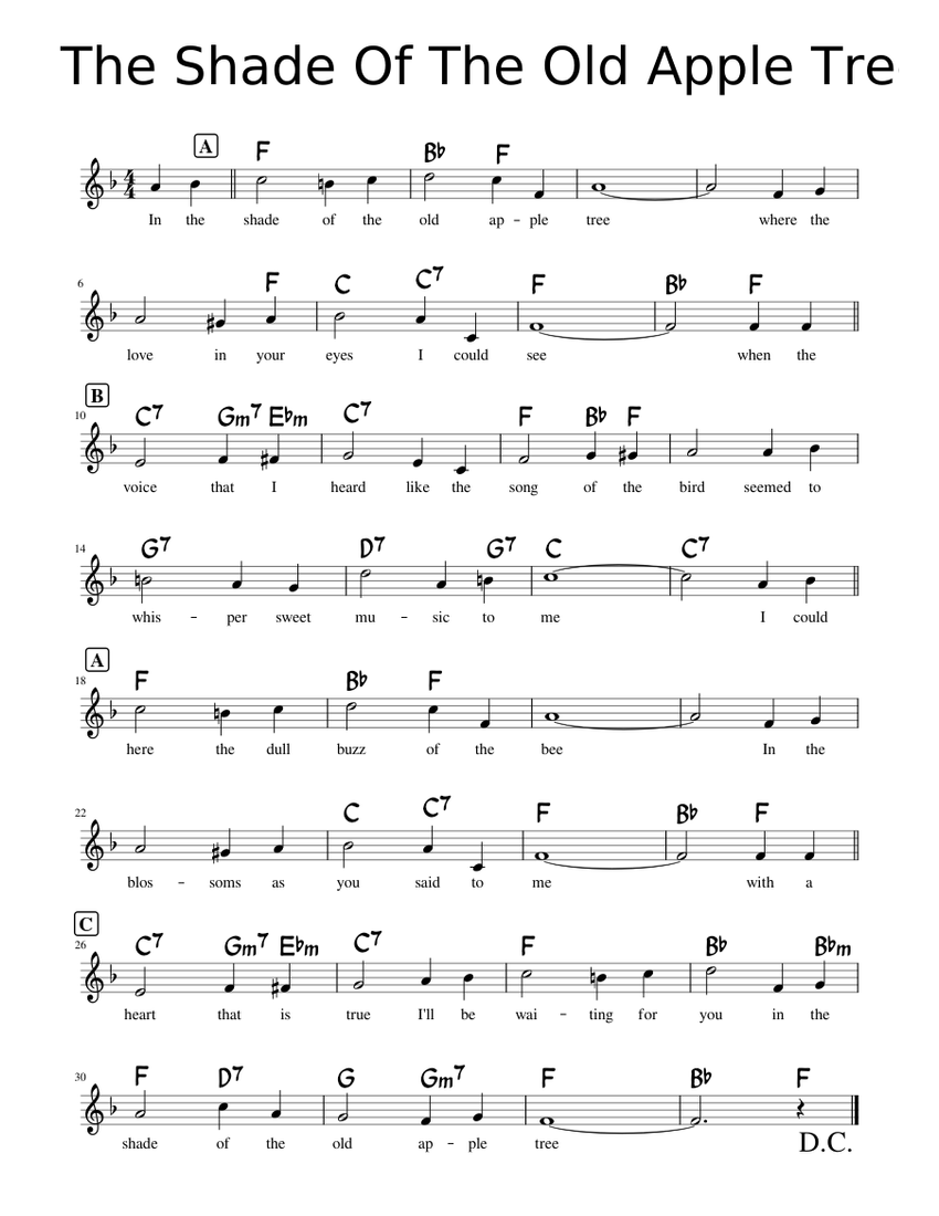 In The Shade Of The Old Apple Tree-2021.8.16 Sheet music for Piano ...