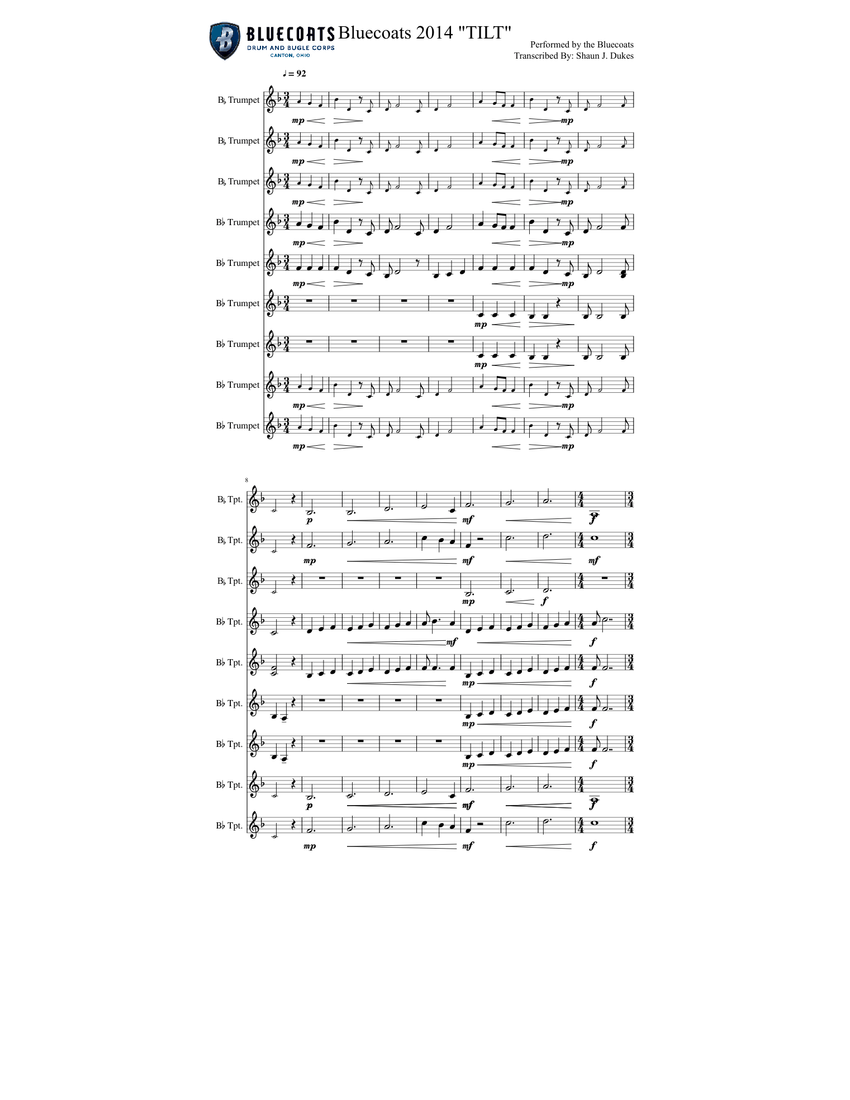 Tilt Ballad for 9 Trumpets Sheet music for Trumpet in b-flat (Brass ...