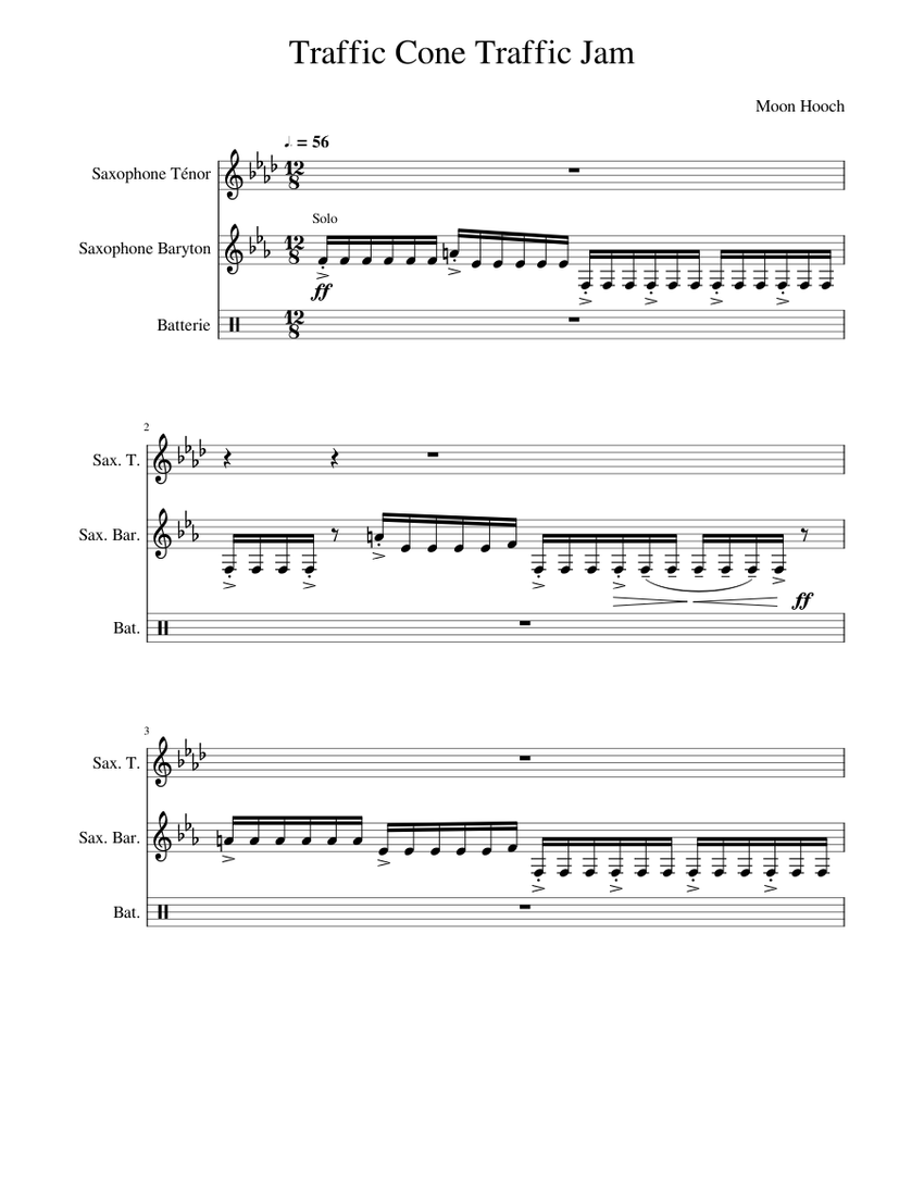 Traffic_Cone_Traffic_Jam Sheet music for Saxophone tenor, Saxophone ...