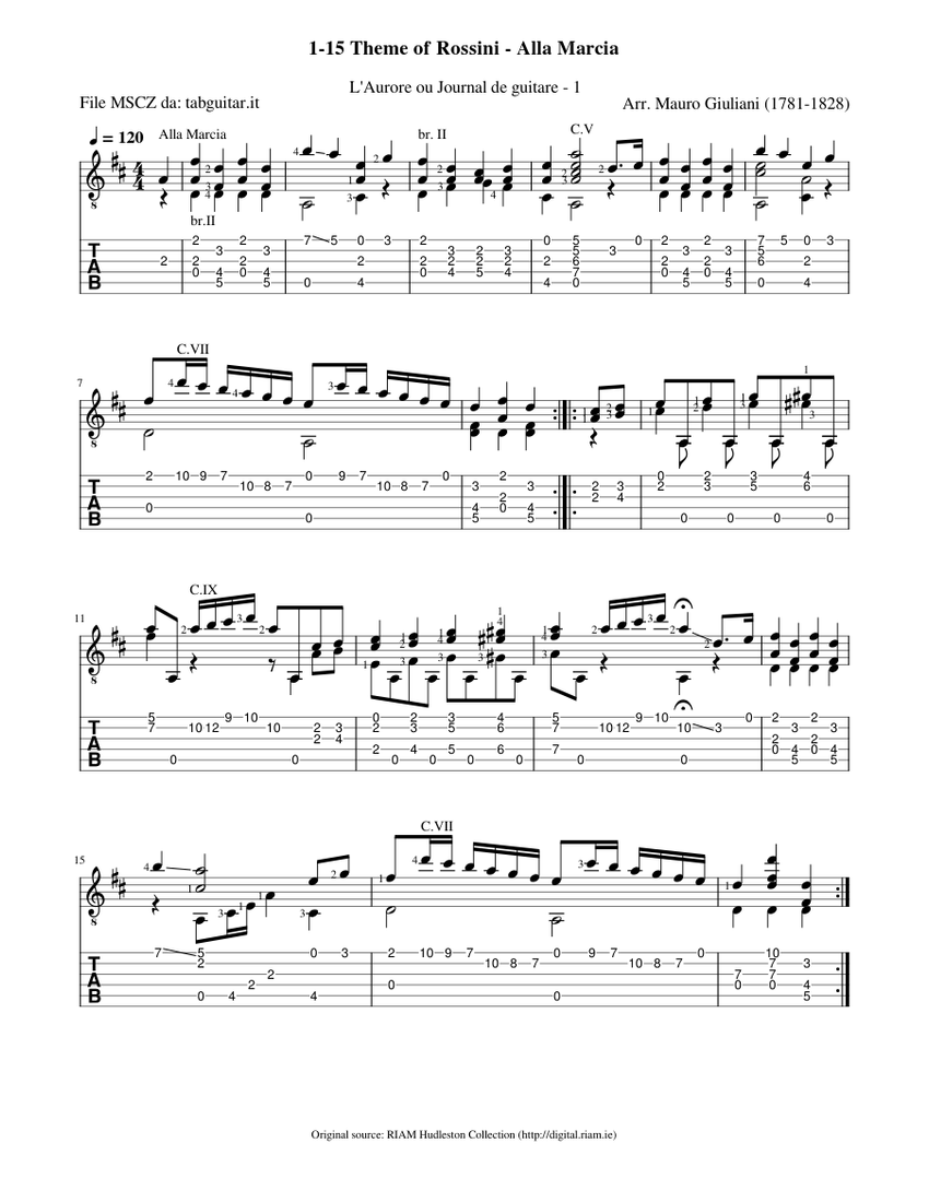 Giuliani - 1-15 Theme of Rossini - Alla Marcia - piano tutorial