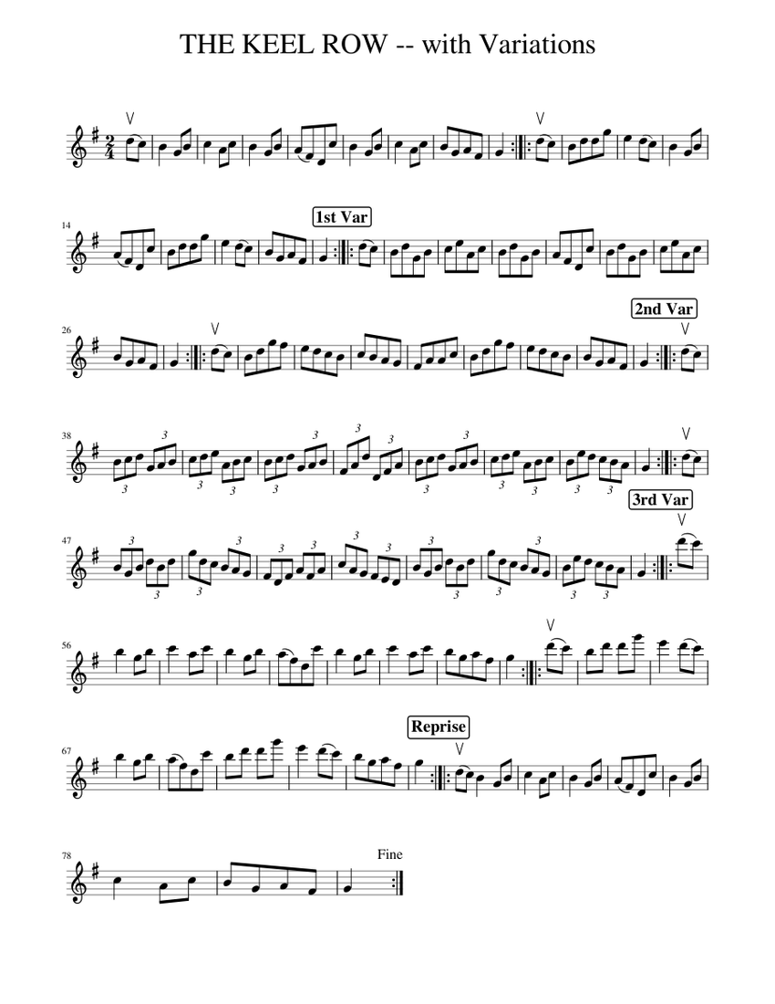 THE KEEL ROW -- with Variations Sheet music for Piano (Solo) Easy ...