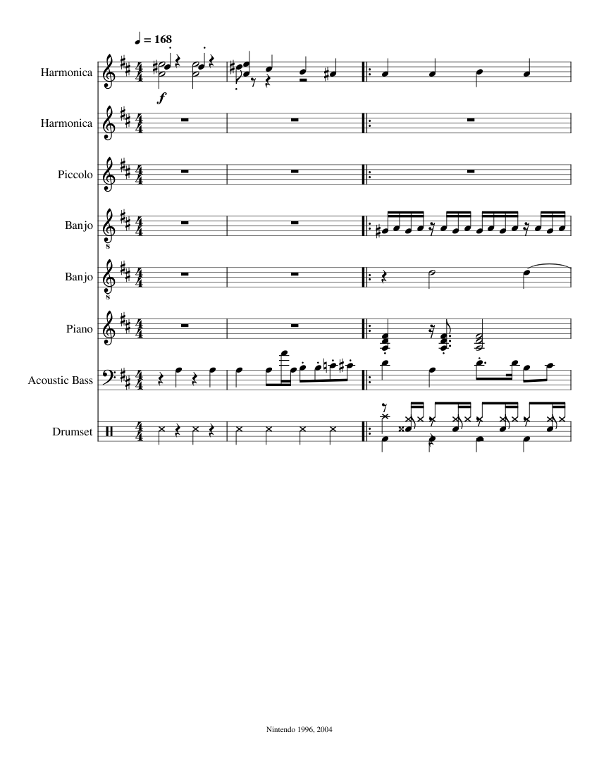 Slider Sheet music for Piano, Flute piccolo, Bass guitar, Drum group ...