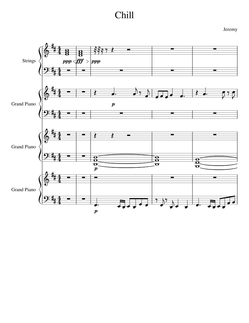 Chill Sheet music for Piano, Strings group (Mixed Quartet) | Musescore.com
