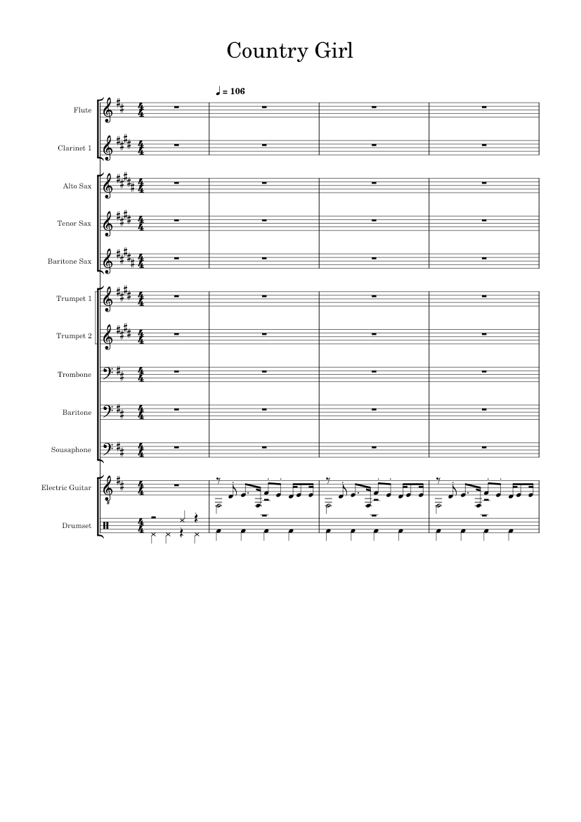 Country girl shake it for me – Luke Bryan Sheet Music for Trombone ...