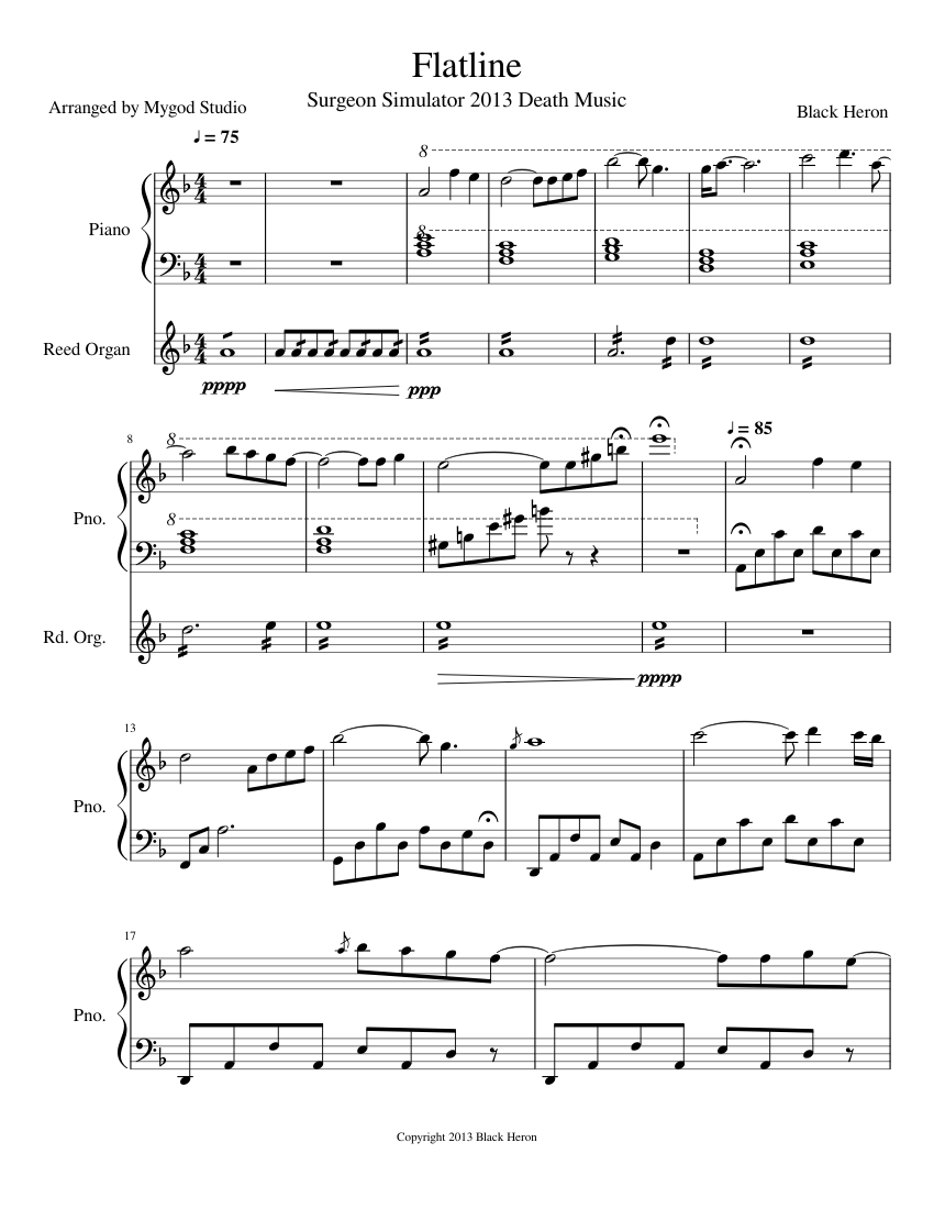 Flatline - Surgeon Simulator 2013 Sheet music for Piano, Organ (Mixed ...